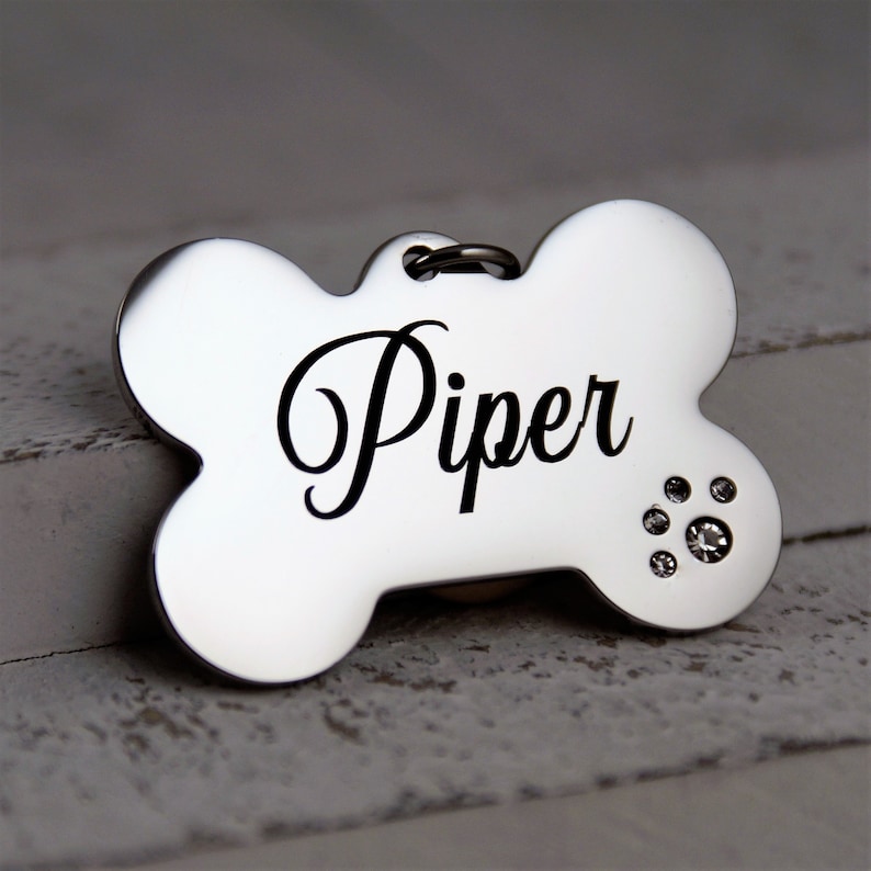 Personalized Dog Tag With Crystals Dog Tag Dog Name Tag - Etsy
