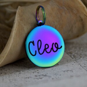 Personalized Rainbow Color Dog Collar Tag • Dog Name Tag • Pet ID Tag ...
