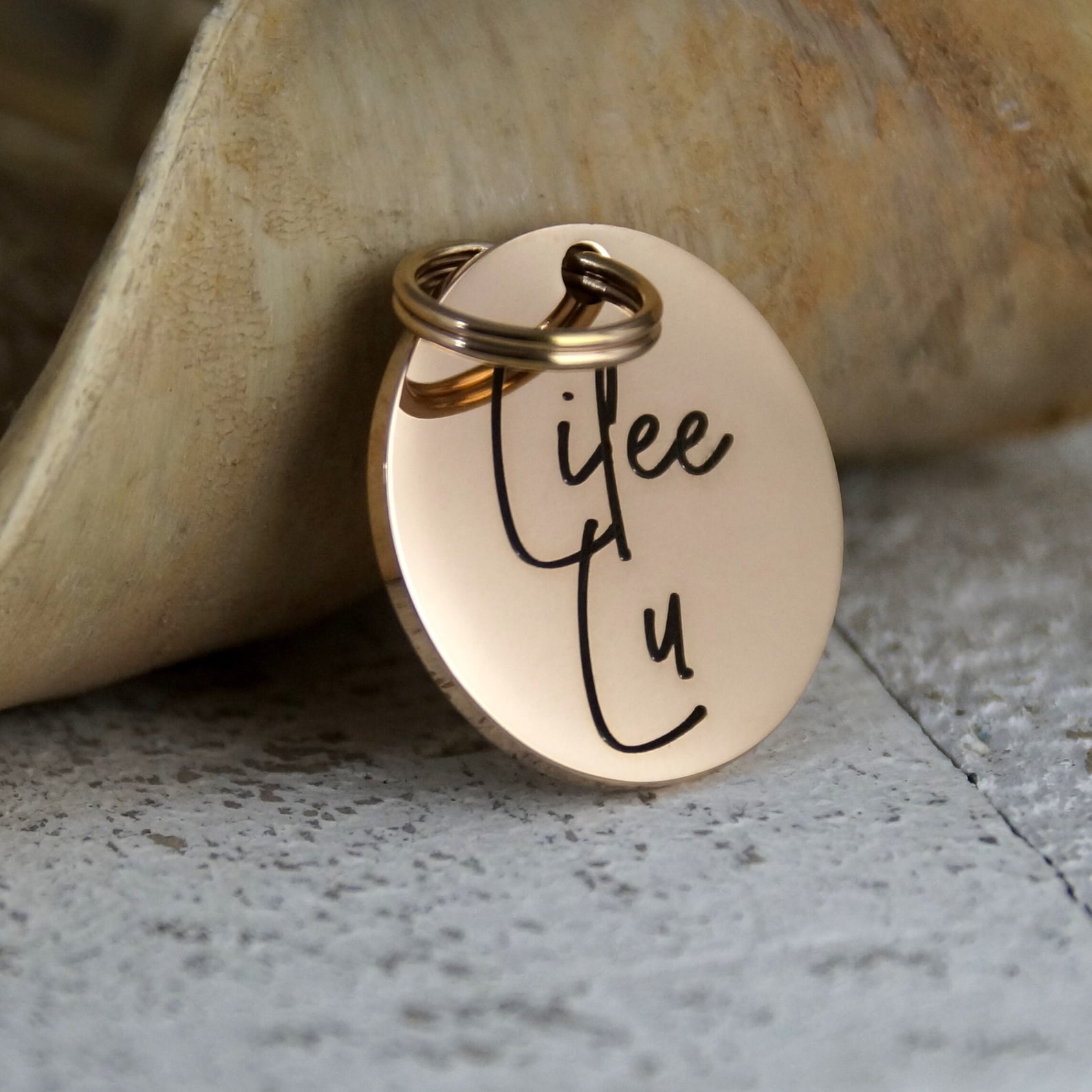 Rose Gold Collar ID Name Tag Personalized Dog Tag Big Medium - Etsy