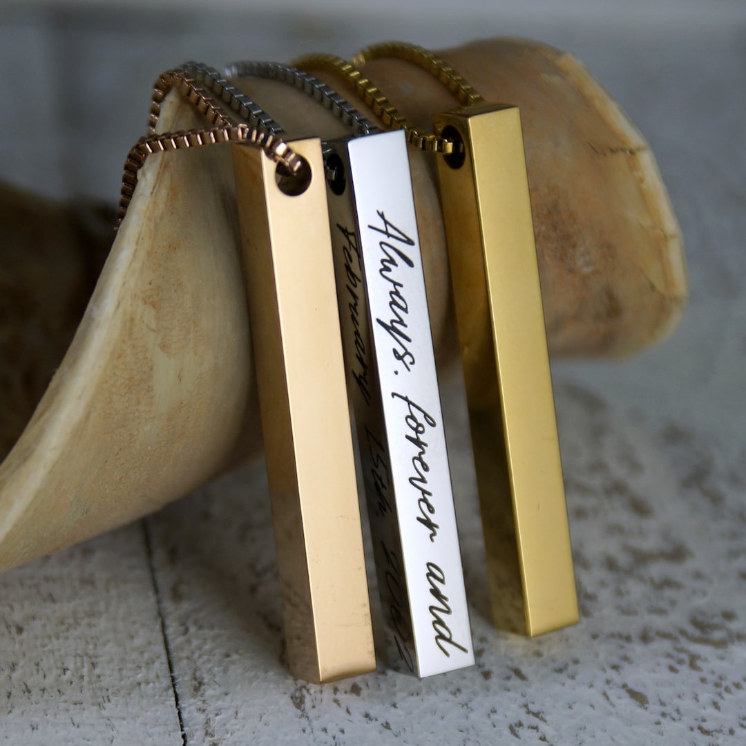 Personalized Bar Necklace Engraved Bar Custom Name - Etsy