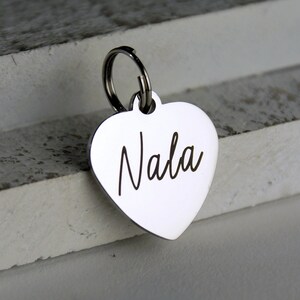 Small Silver Heart Pet Tag, Small Heart Tag, Dog or Cat Name Tag, ID ...