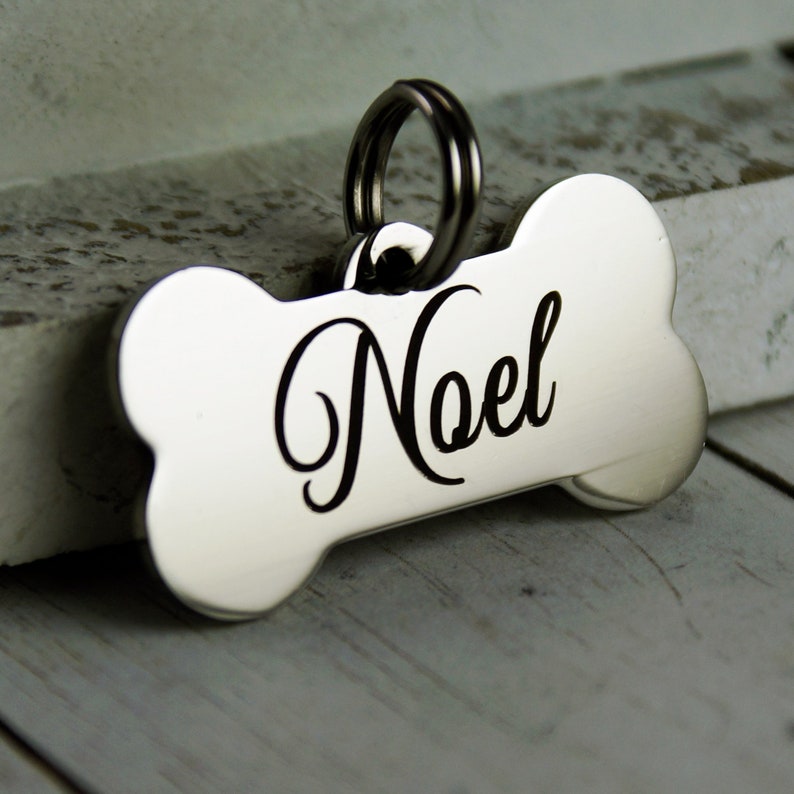 Personalized Small Dog Tag Dog ID Tag Silver Dog Bone Tag | Etsy