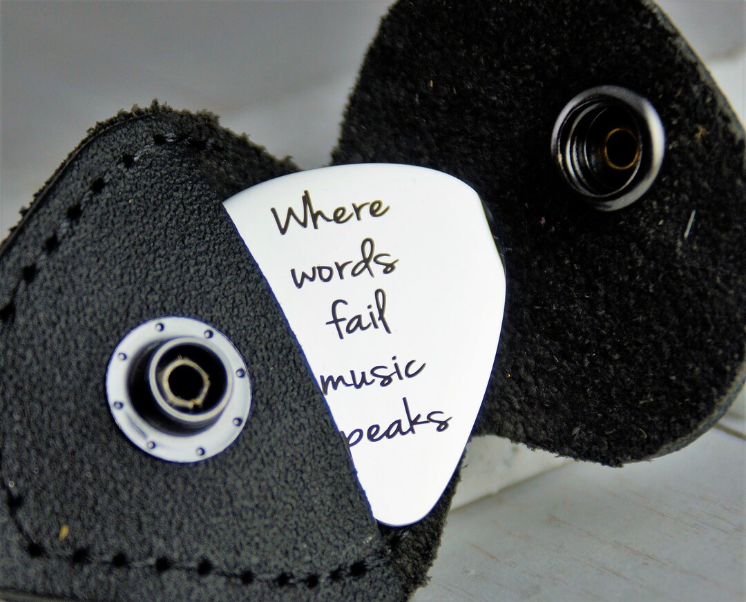 Guitar Pick Key Chain With Leather Case • Your Personal Message ...