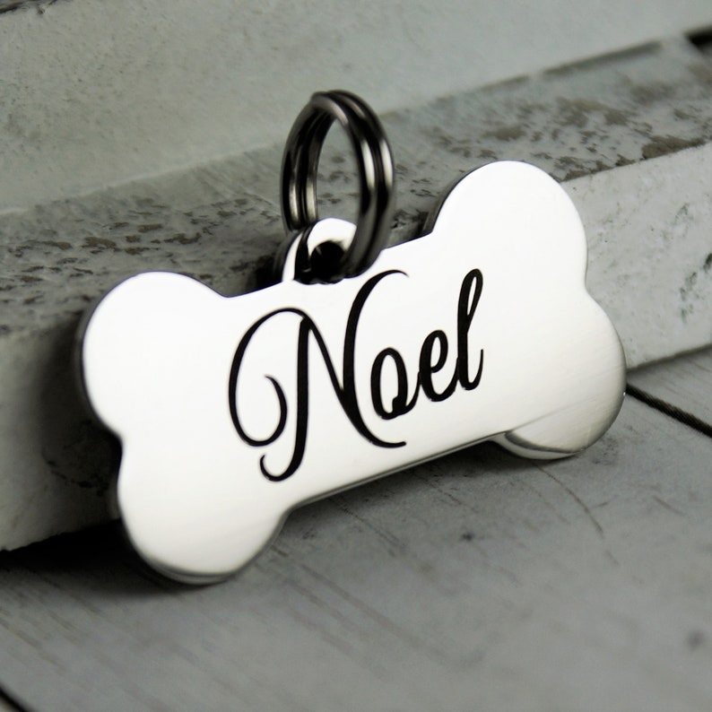 Personalized Small Dog Tag Dog ID Tag Silver Dog Bone Tag | Etsy