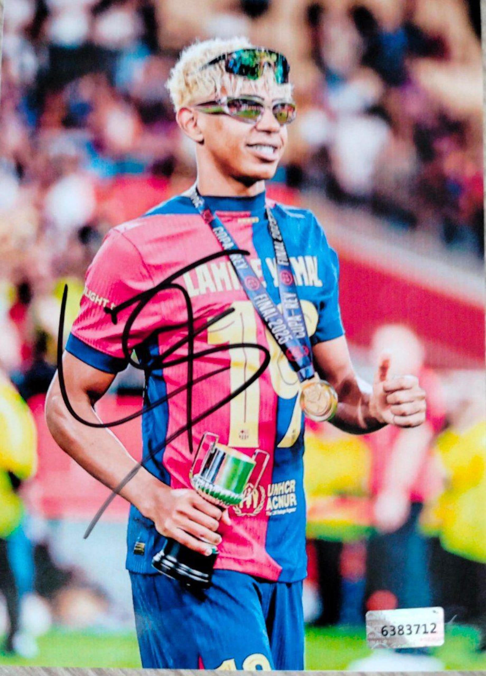 Lamine Yamal Signed Photo 18x13 Cm (7x5 In) FC Barcelona Champion With ...