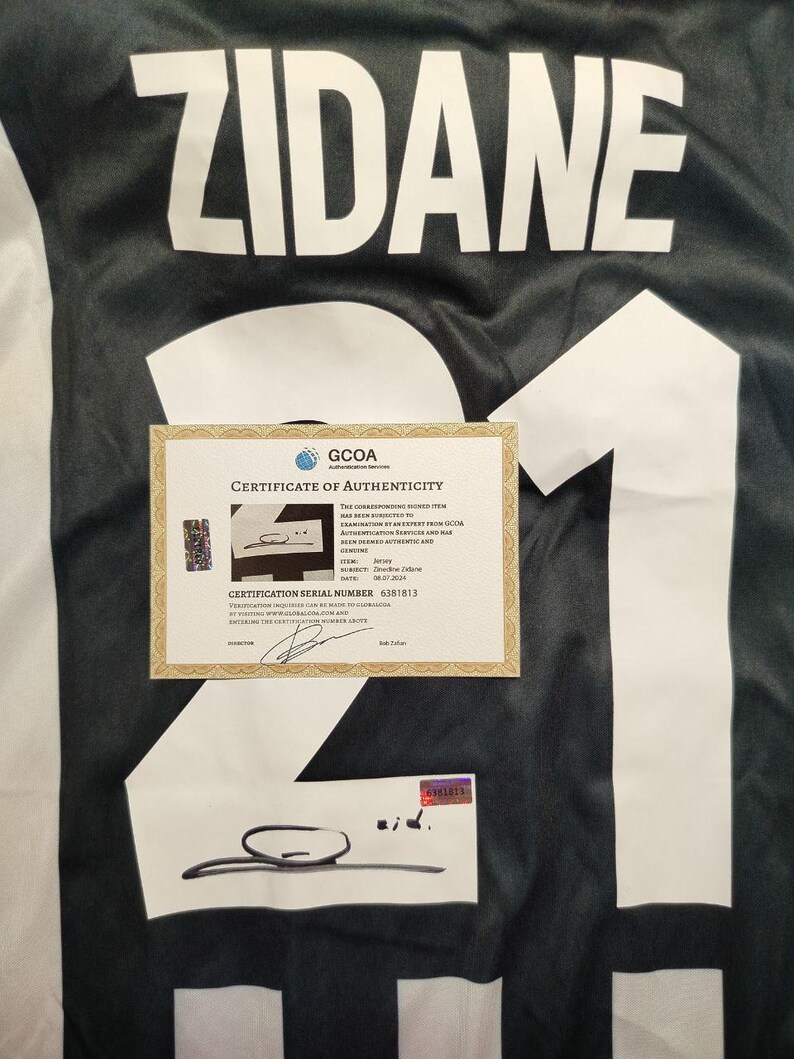 Juventus Home Jersey #21 Zinedine Zidane – Signed Football Shirt With ...