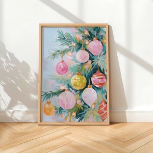 Vintage Christmas Ornaments Painting: Retro Holiday Art Print (digital ...