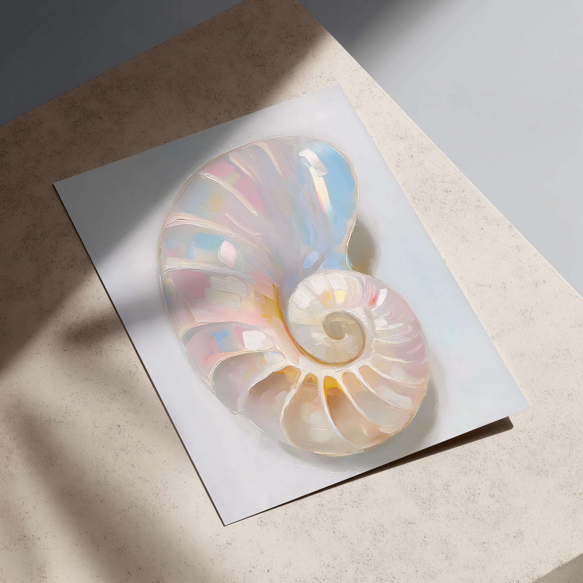 Minimalist Coastal Seashell Poster | Pearlescent Shell Print | Bathroom ...