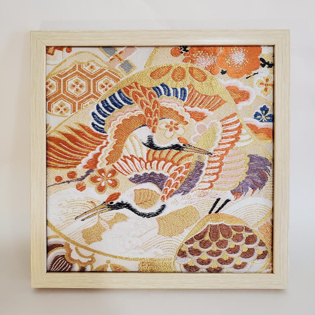 Framed Japanese Kimono Obi – Silk Belt Wall Decoration – Upcycled Wall ...