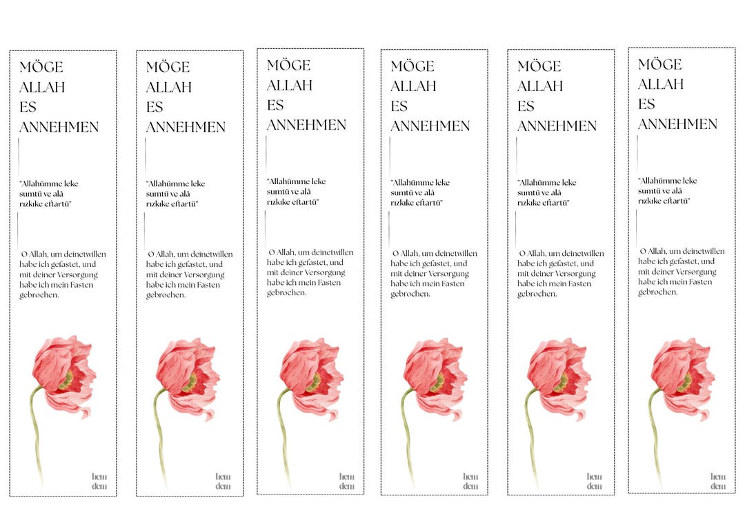 Ramadan Place Cards to Print **german Version** | Set of 6 | Digital ...