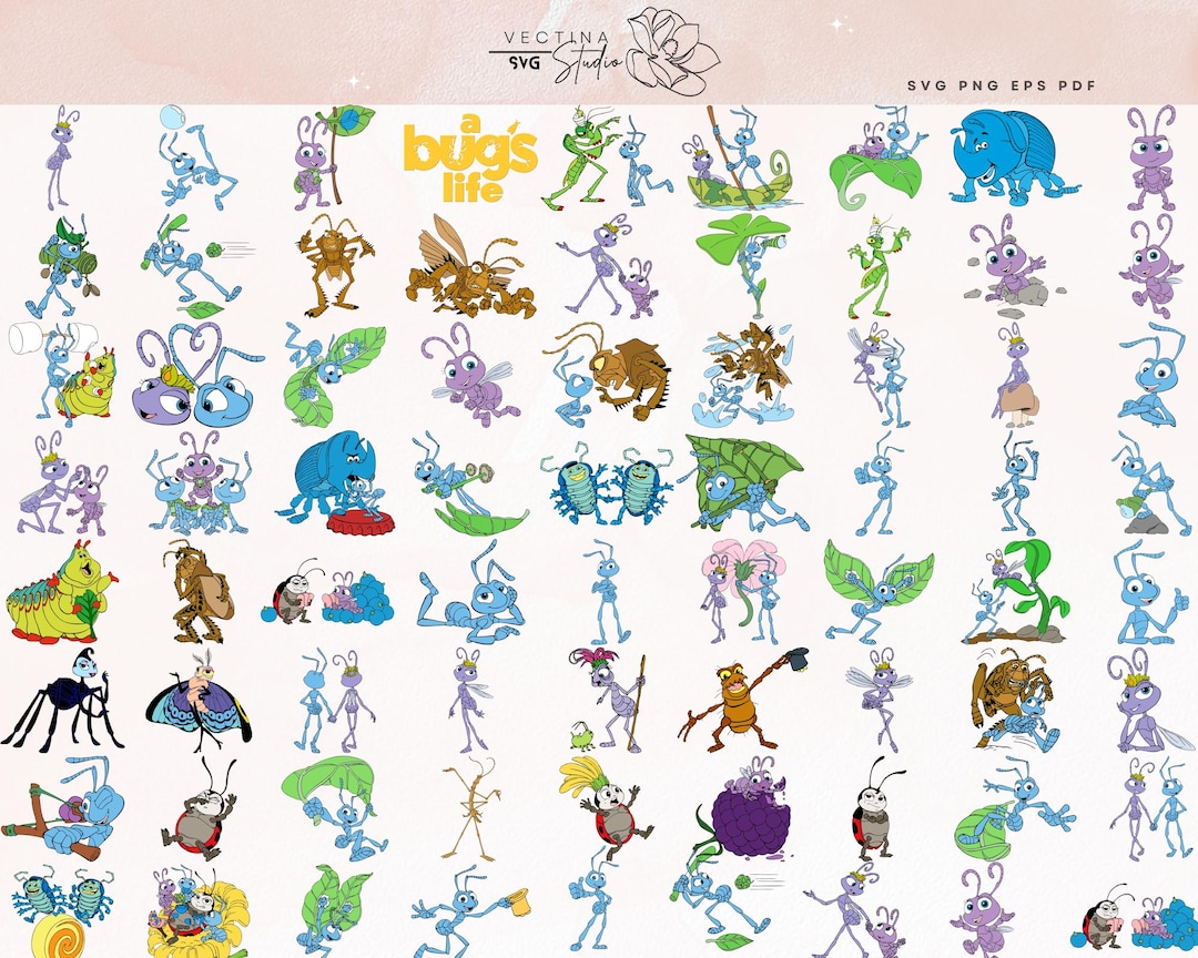 A Bug.s Life SVG PNG EPS Files Bundle, A Bug.s Life Layered Cut, A Bug ...