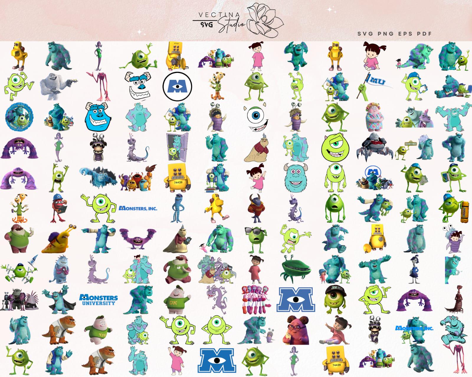 Mons.ter Inc SVG PNG EPS Files Bundle, Mons.ter Inc Layered Cut, Mons ...