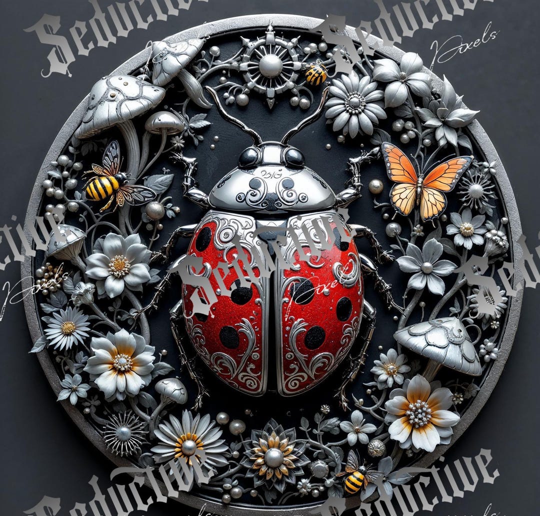 Ladybug Coin Depth Map Design File, Laser Engraving Medallion ...