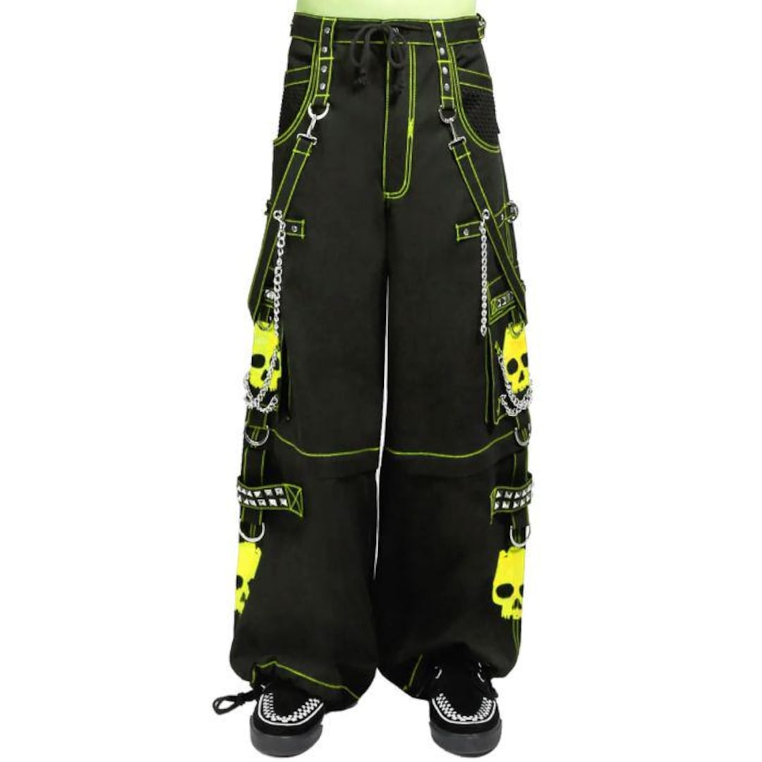 Yellow Super Skull Punk Rock Cyber Chains Punk Rave Pants by Fit Nexus ...