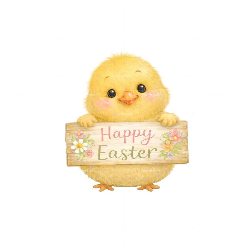 Watercolor Easter Chick Clipart Bundle | Pastel Floral PNG Graphics ...