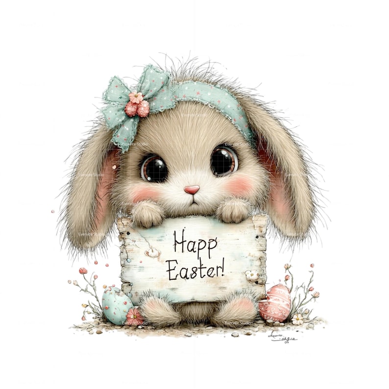 Watercolor Easter Animals Clipart Bundle: Bunny, Duck, Lamb (digital ...