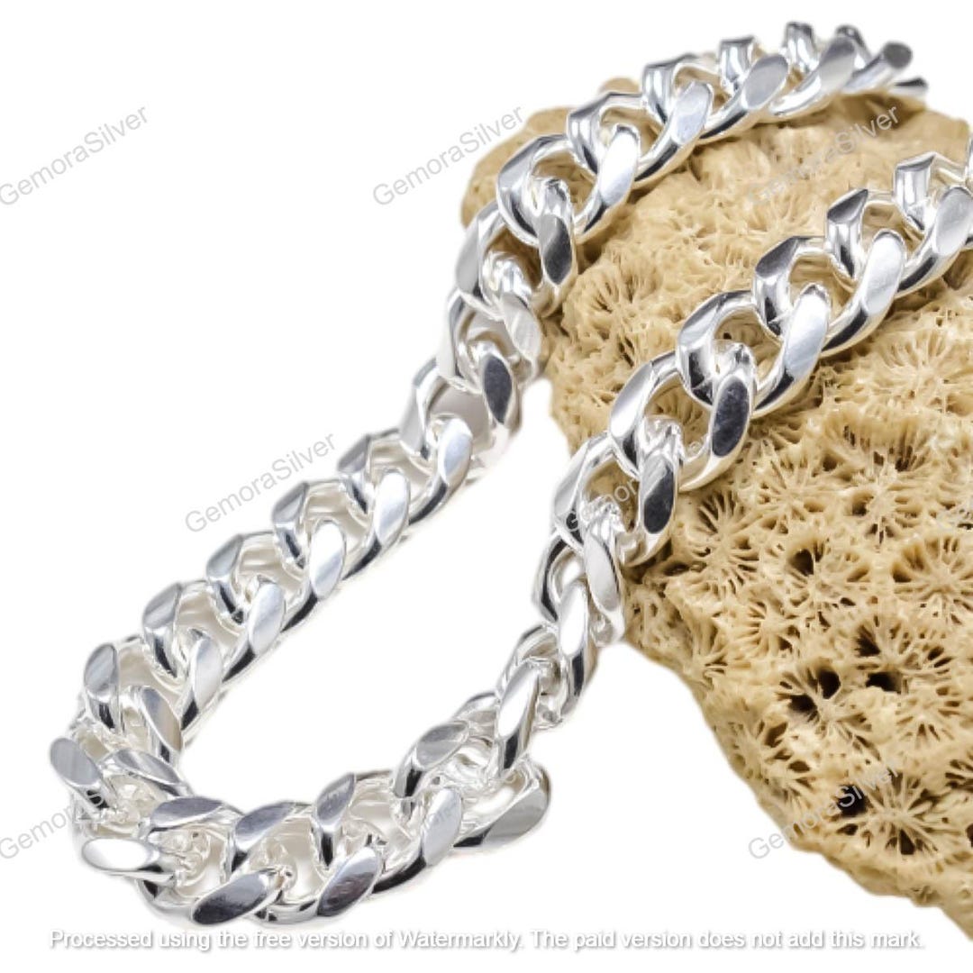 925 Sterling Silver Cuban Link Chain Handmade Chain Necklace Jewelry ...