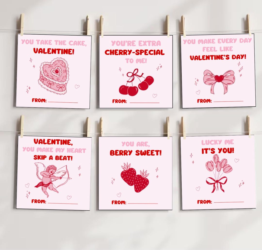 Valentine’s Day Mini Cards Printable | Cute Pink Valentine Cards ...