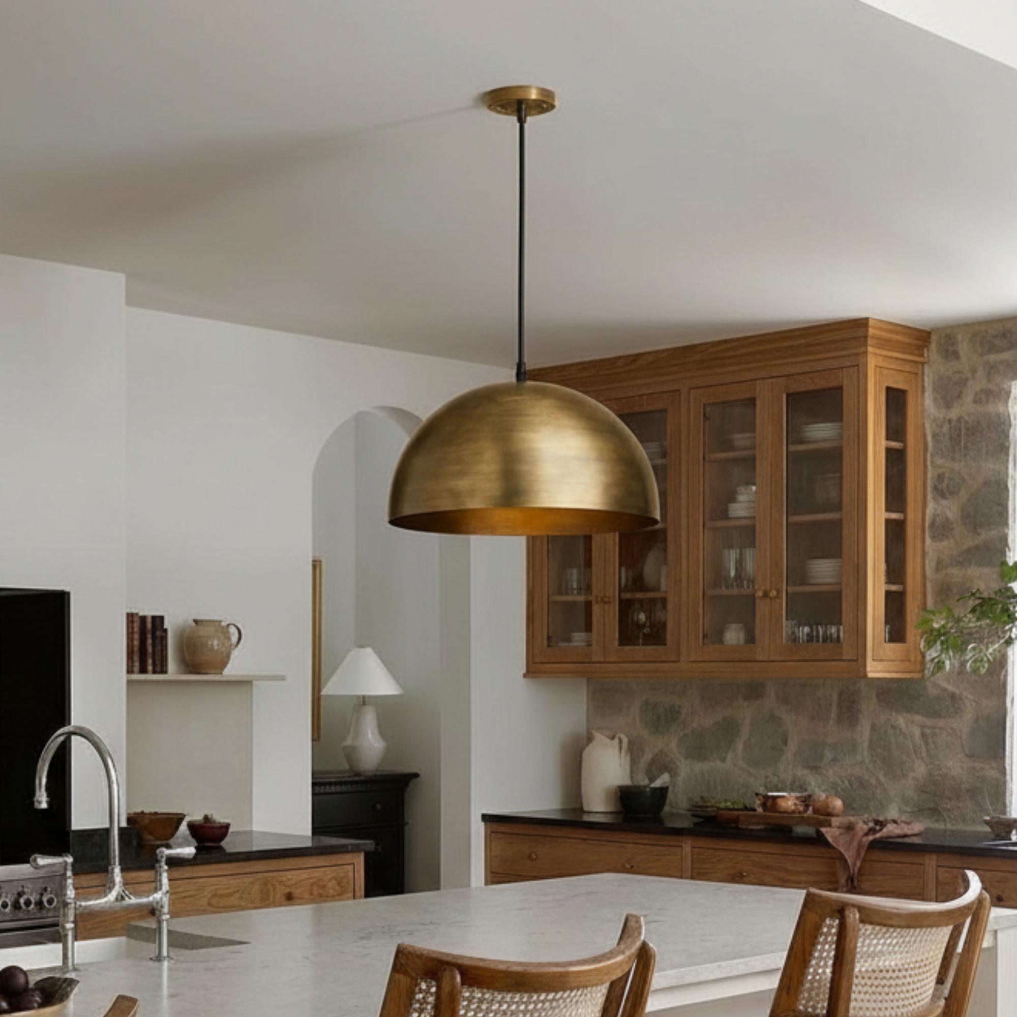 Pendant Lamp – Brushed Brass Dome Ceiling Light for Kitchen Island ...