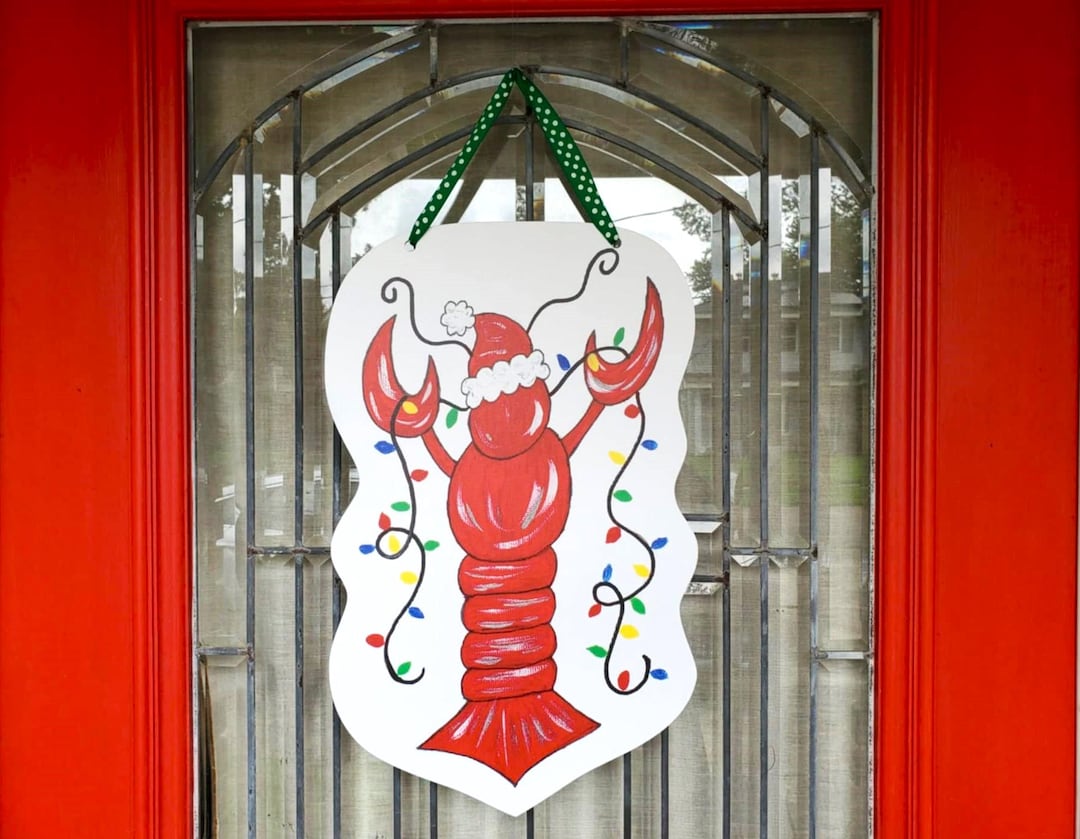 Christmas Crawfish Door Hanger, Santa Crawfish Hanging Lights, New ...