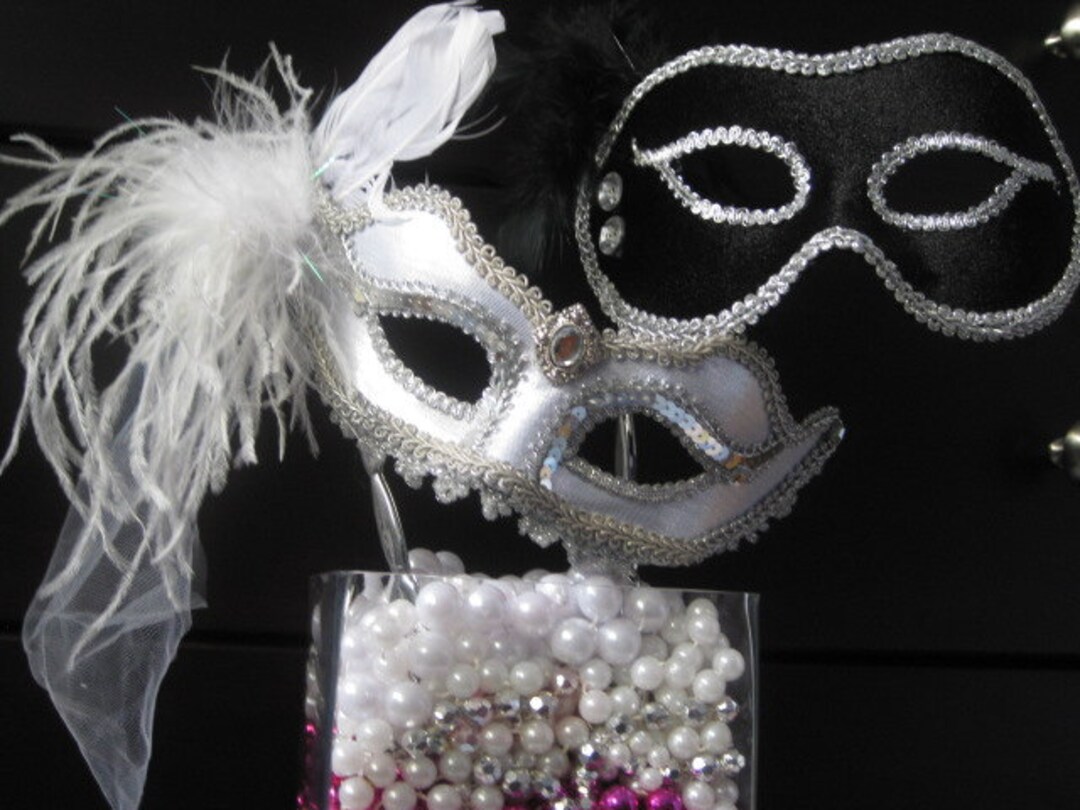 Bride and Groom WEDDING MASK Set Mardi Gras Masquerade Style- Elegant ...