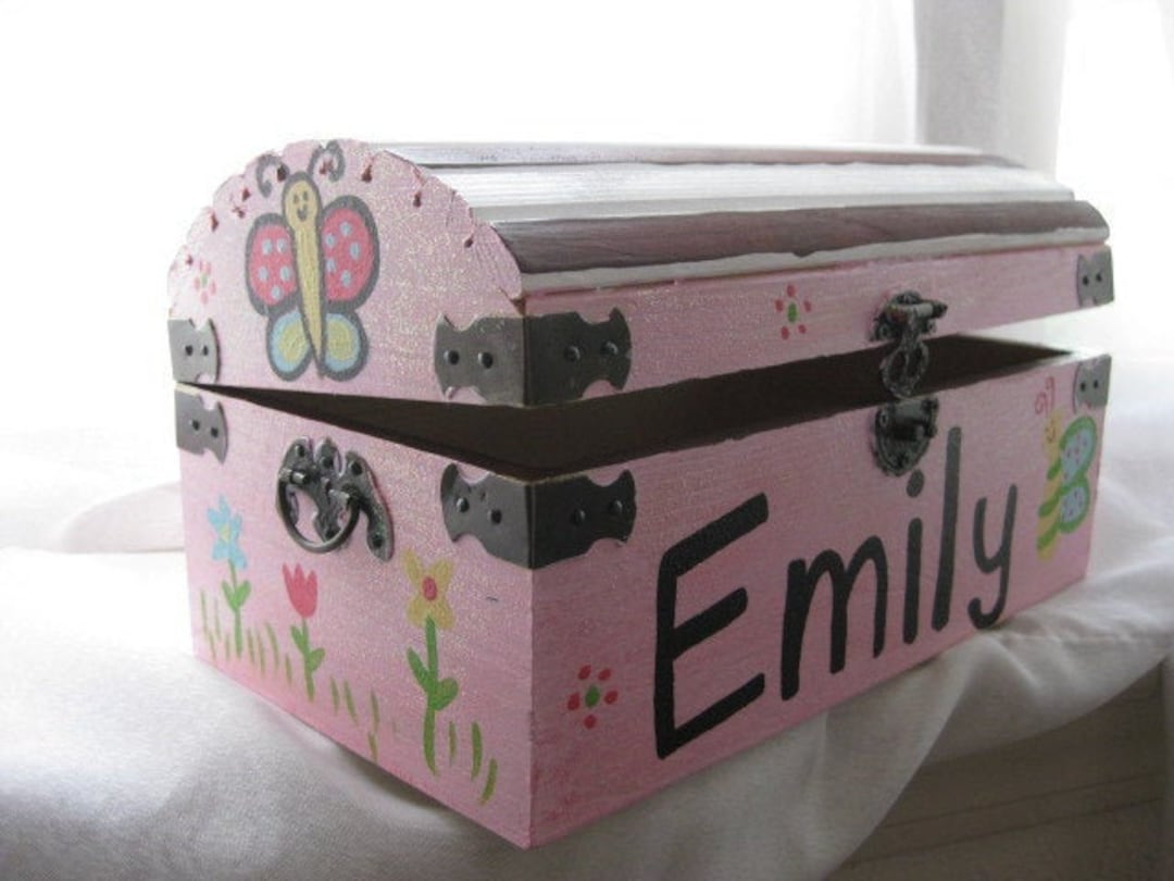 Wooden Chest Garden Girl Theme Personalized Treasure Chest Keepsake Box ...