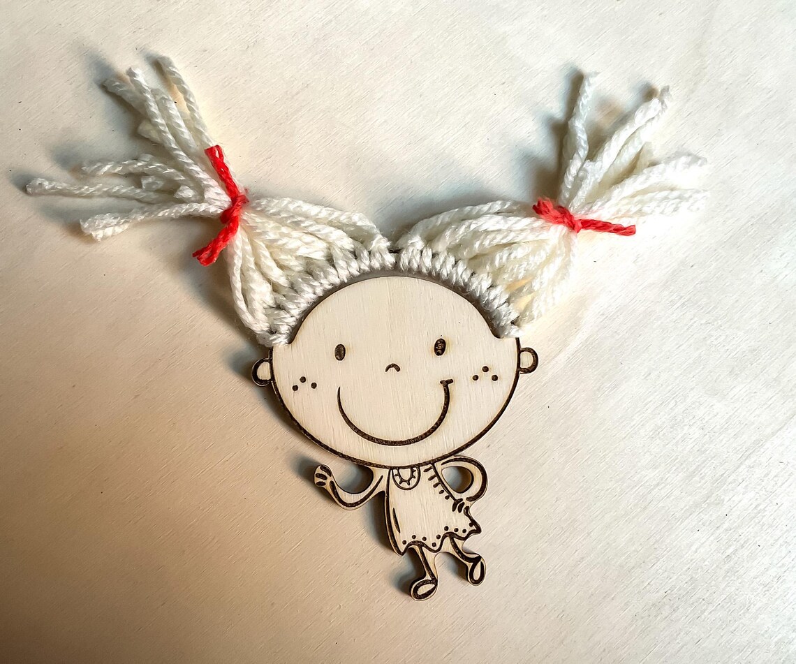 Laser Cut Files, Figures of Kids for Adding Yarn Hair, DIY Children ...