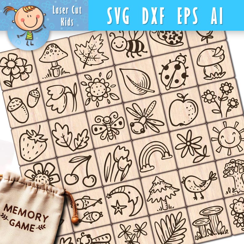 Kids Memory Game, DIY Kids Game, Craft Wooden Games Digital SVG File ...