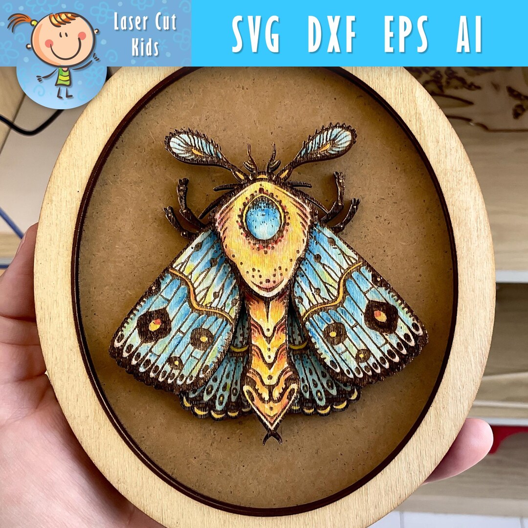 Moth Laser Cut File. Digital Download Insect Wall Art for Laser Cut Dxf ...