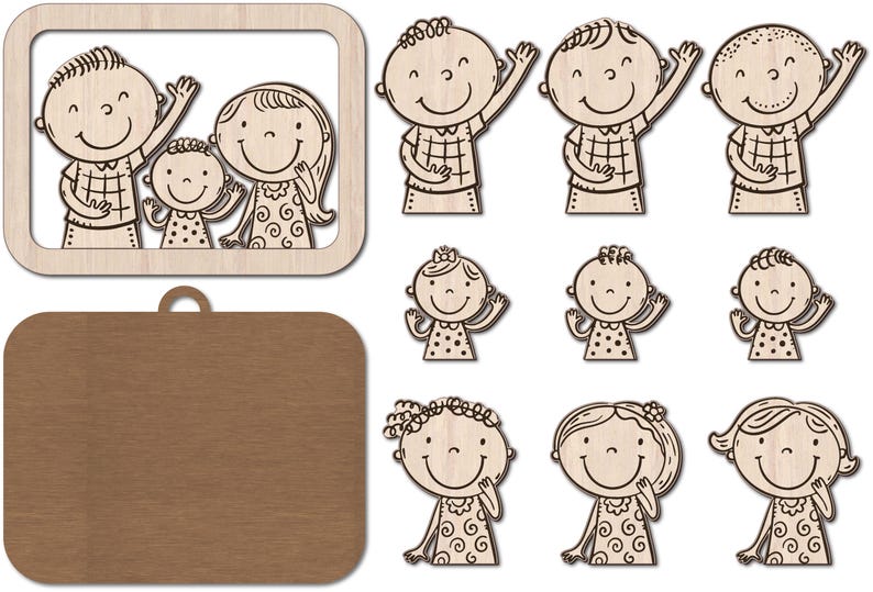 Custom Family Portrait With Frame - Laser Cut SVG Files Digital ...