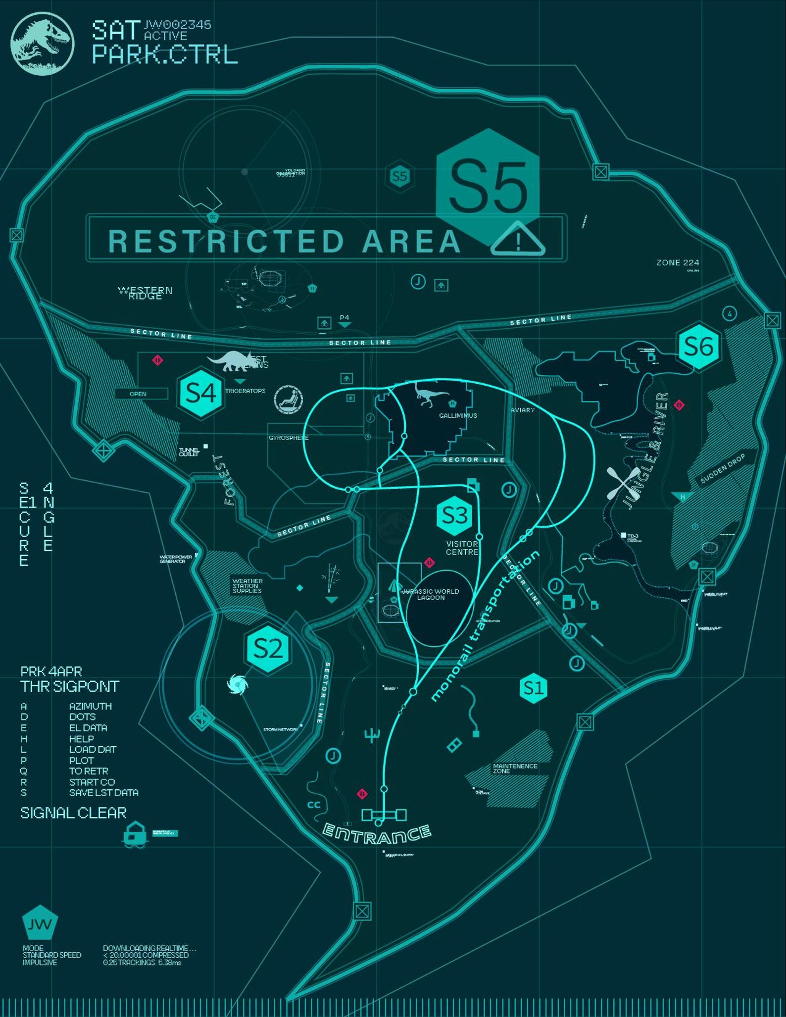Jurassic World Isla Nublar Control Room Map Poster – Sci-fi HUD ...
