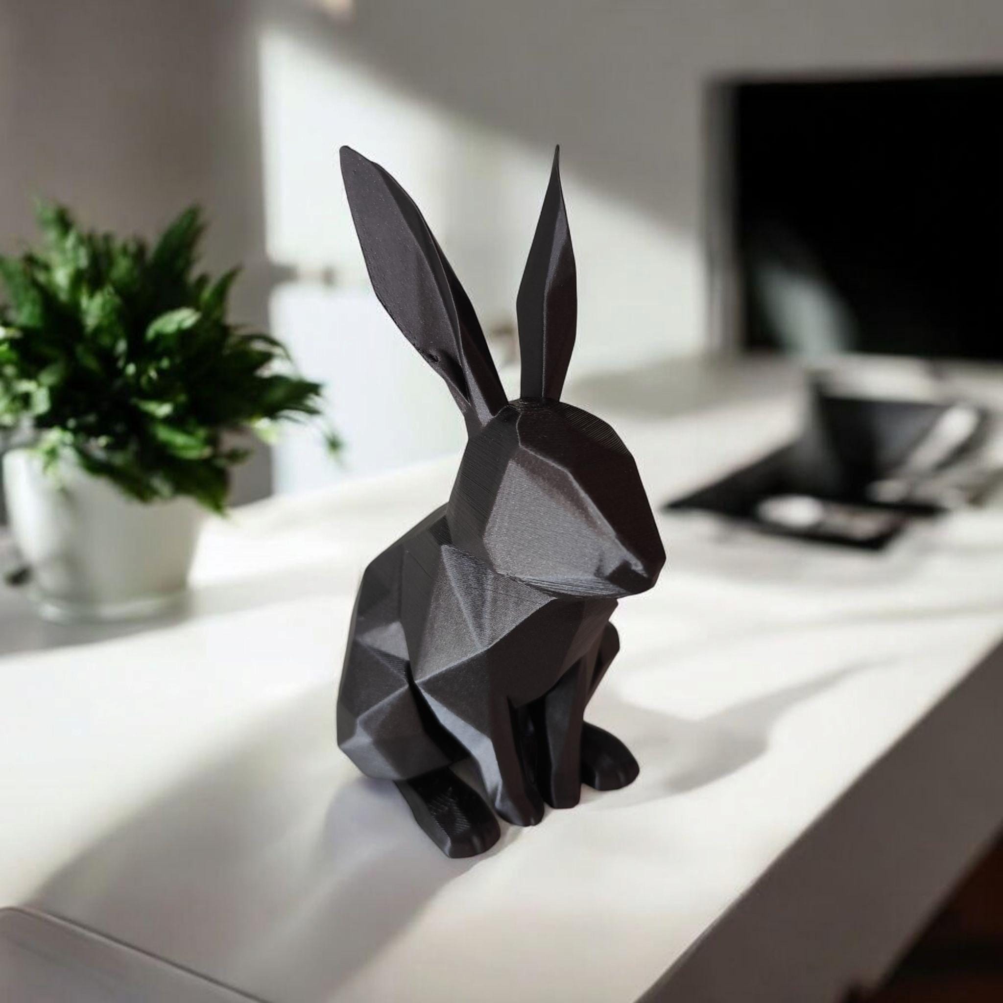 Modern Bunny Decor - 3D Printed Geometric Rabbit Sculpture - Etsy