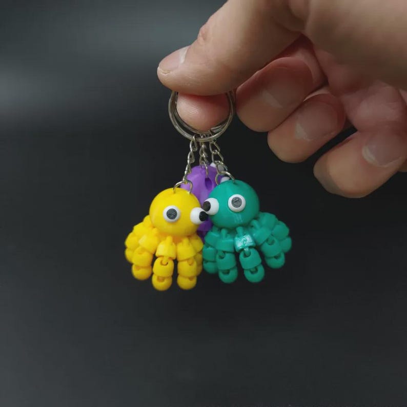 3D Printed Flexi Octopus Keychain – Multi-pack, Wiggly Desk Toy ...
