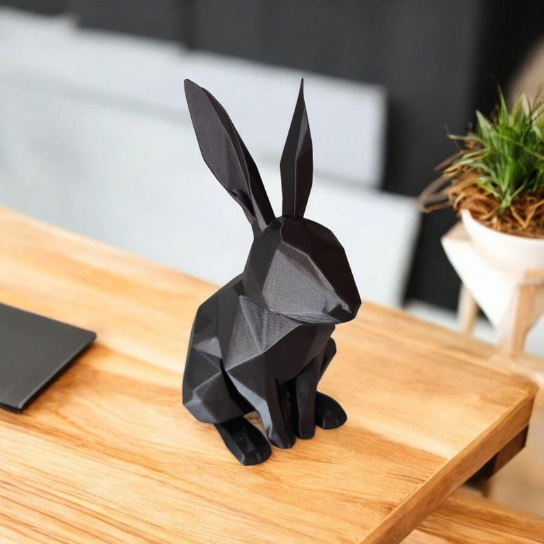 Modern Bunny Decor - 3D Printed Geometric Rabbit Sculpture - Etsy