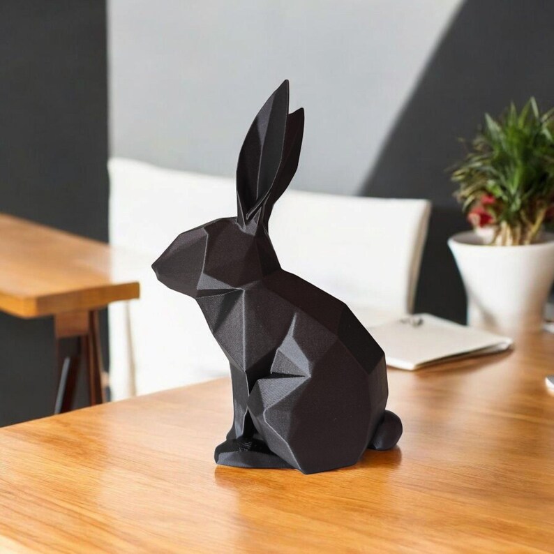 Modern Bunny Decor - 3D Printed Geometric Rabbit Sculpture - Etsy