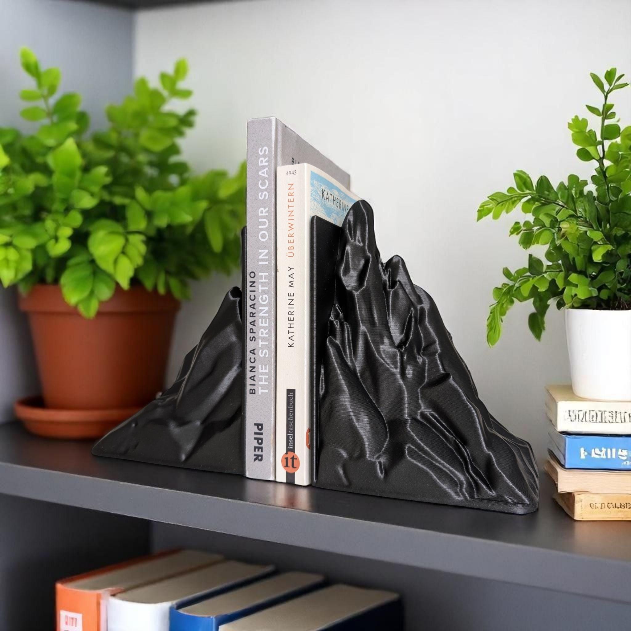 Mountain Bookends – Minimalist 3D Printed Set – Modern Decorative Book ...