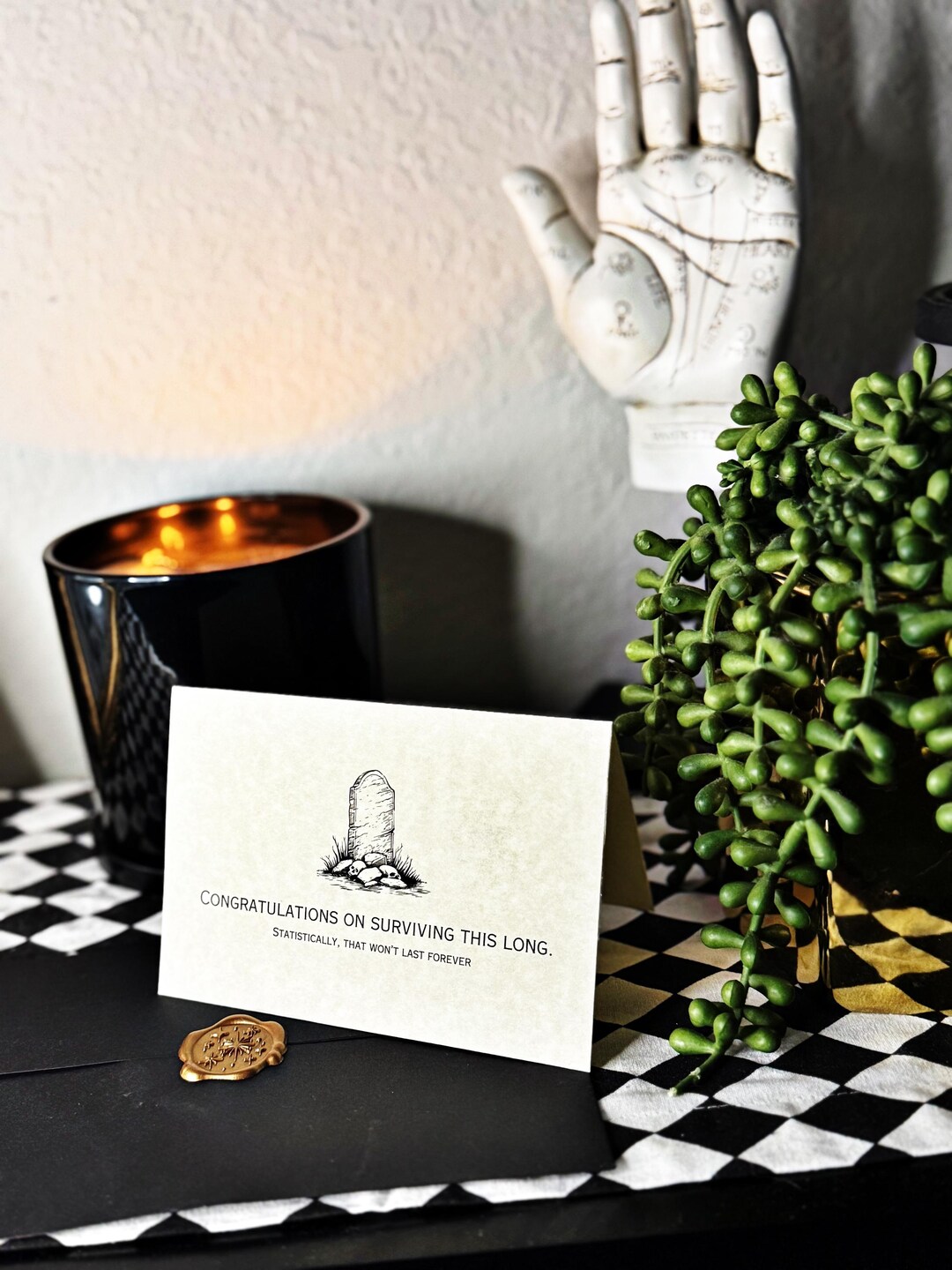 Snarky Gothic Birthday Card: Congratulations on Surviving This Long - Etsy