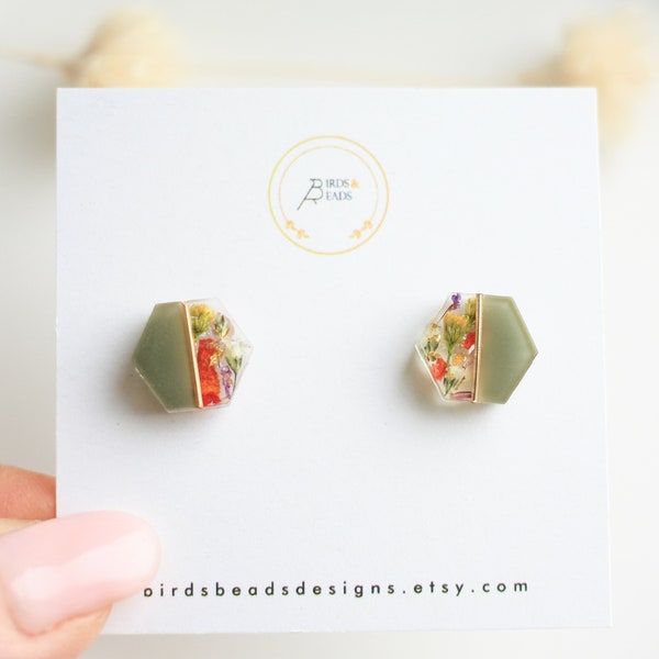 Resin Stud Earrings - Etsy