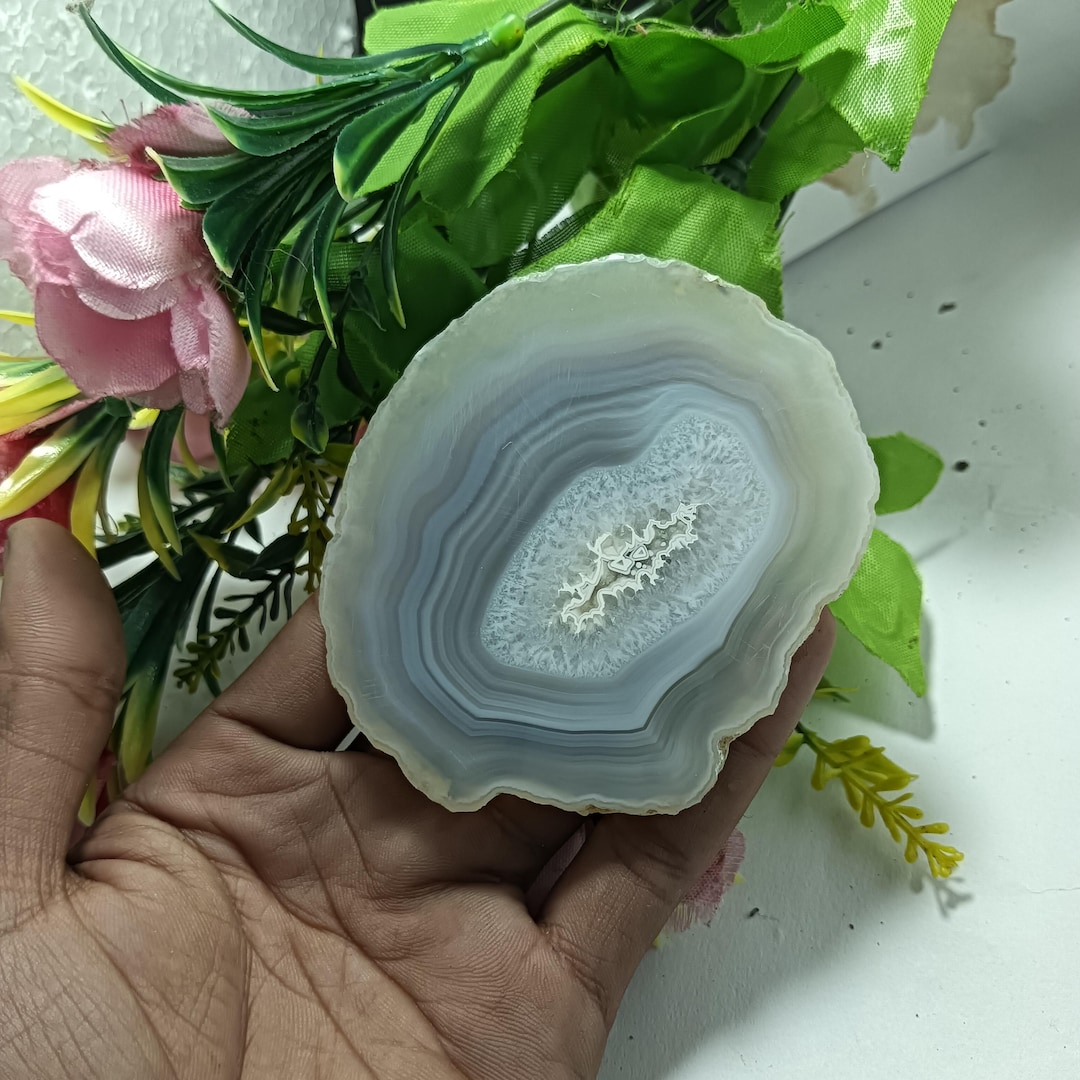 Awesome Agate Slice Natural Gray Banded Agate Slice | Crystal Slice for ...