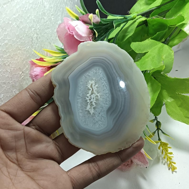 Awesome Agate Slice Natural Gray Banded Agate Slice | Crystal Slice for ...