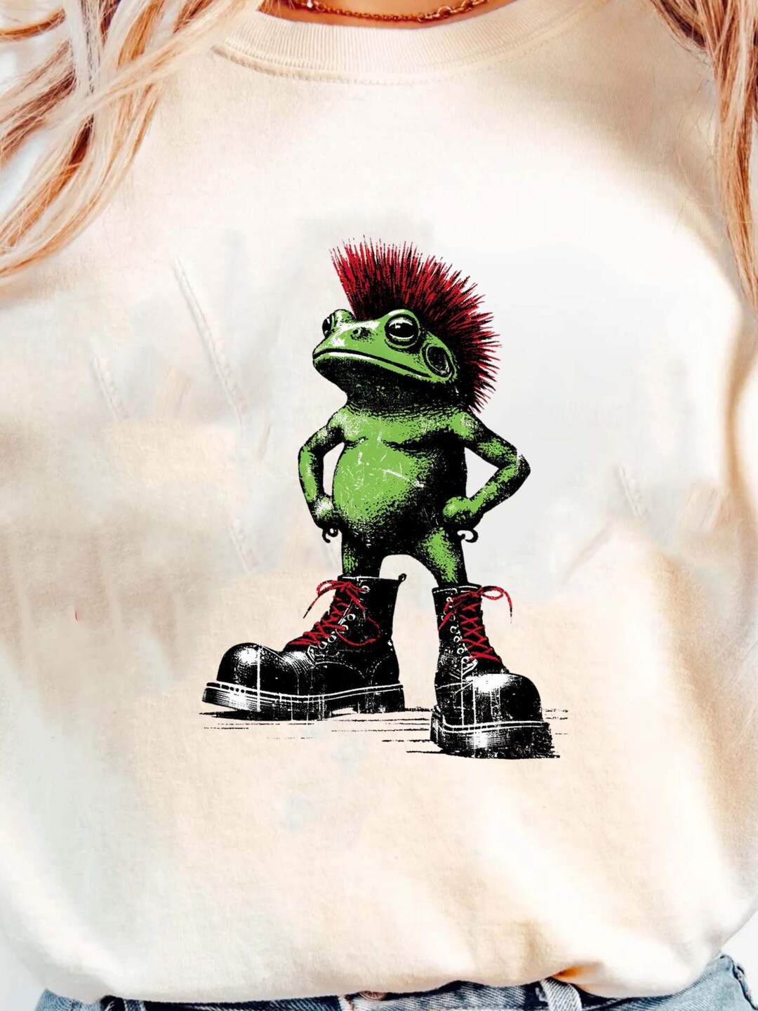 Funny Punk Frog Graphic Tee, Edgy Grunge Shirt - Etsy