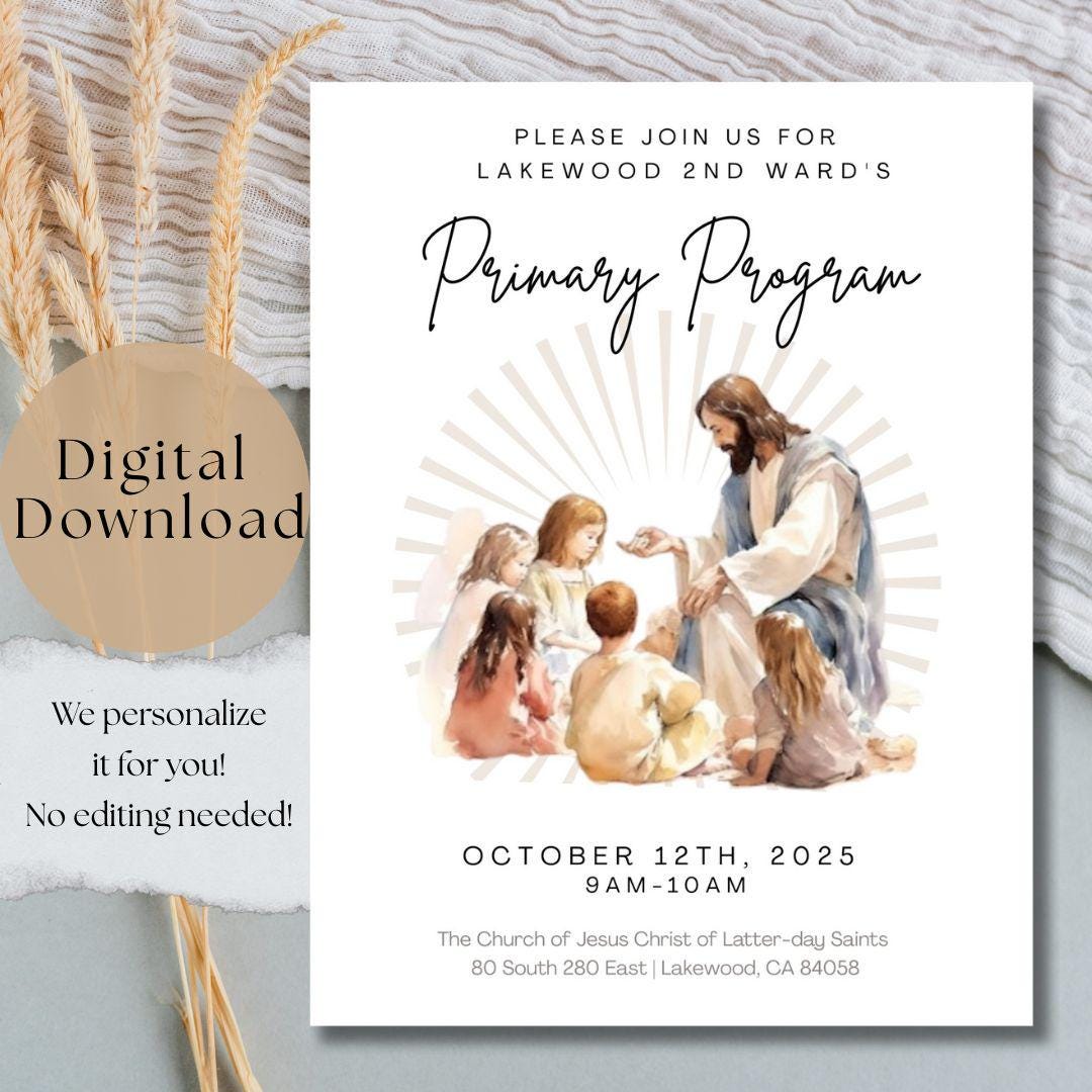 LDS Primary Program Invitation: Printable Personalized Invite (digital ...