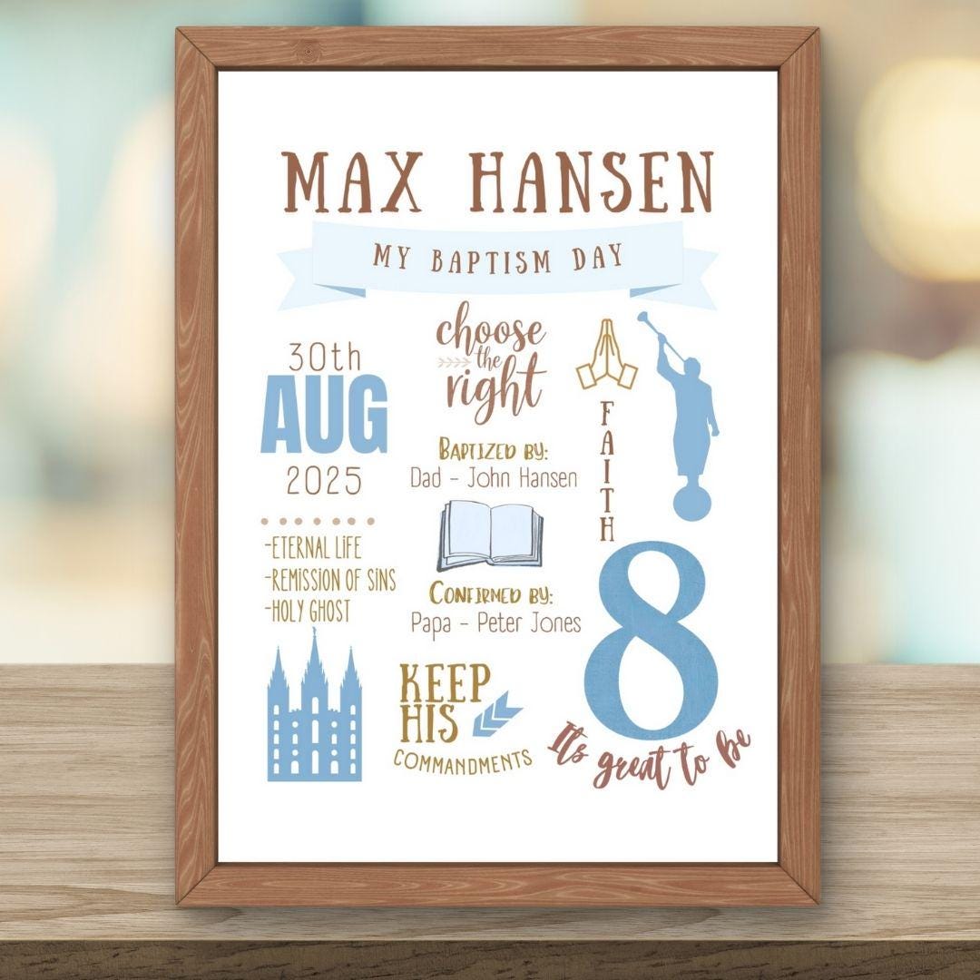 LDS Baptism Subway Art Printable | Etsy Template | Digital Download ...