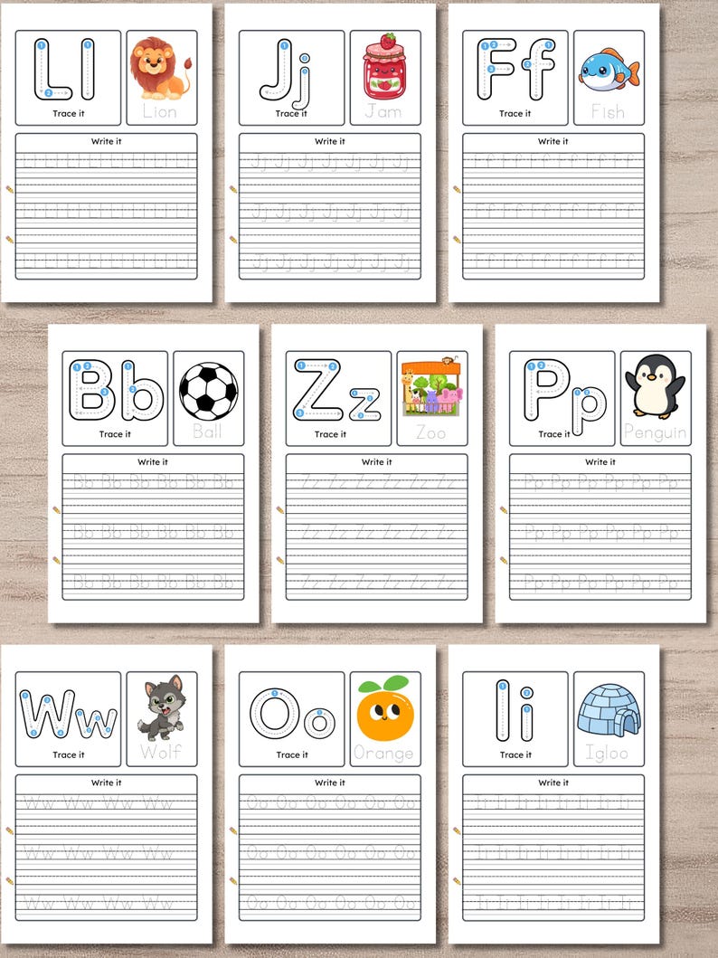 Alphabet Tracing Worksheets Printable A4 A5 US Letter | Uppercase ...