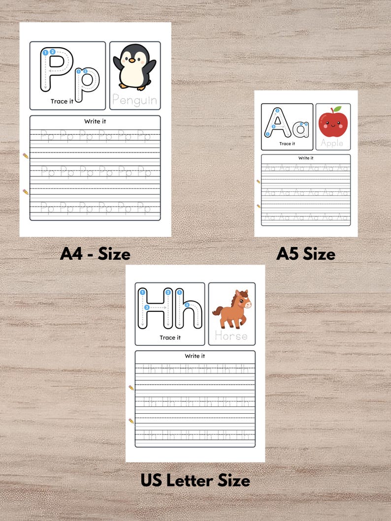 Alphabet Tracing Worksheets Printable A4 A5 US Letter | Uppercase ...