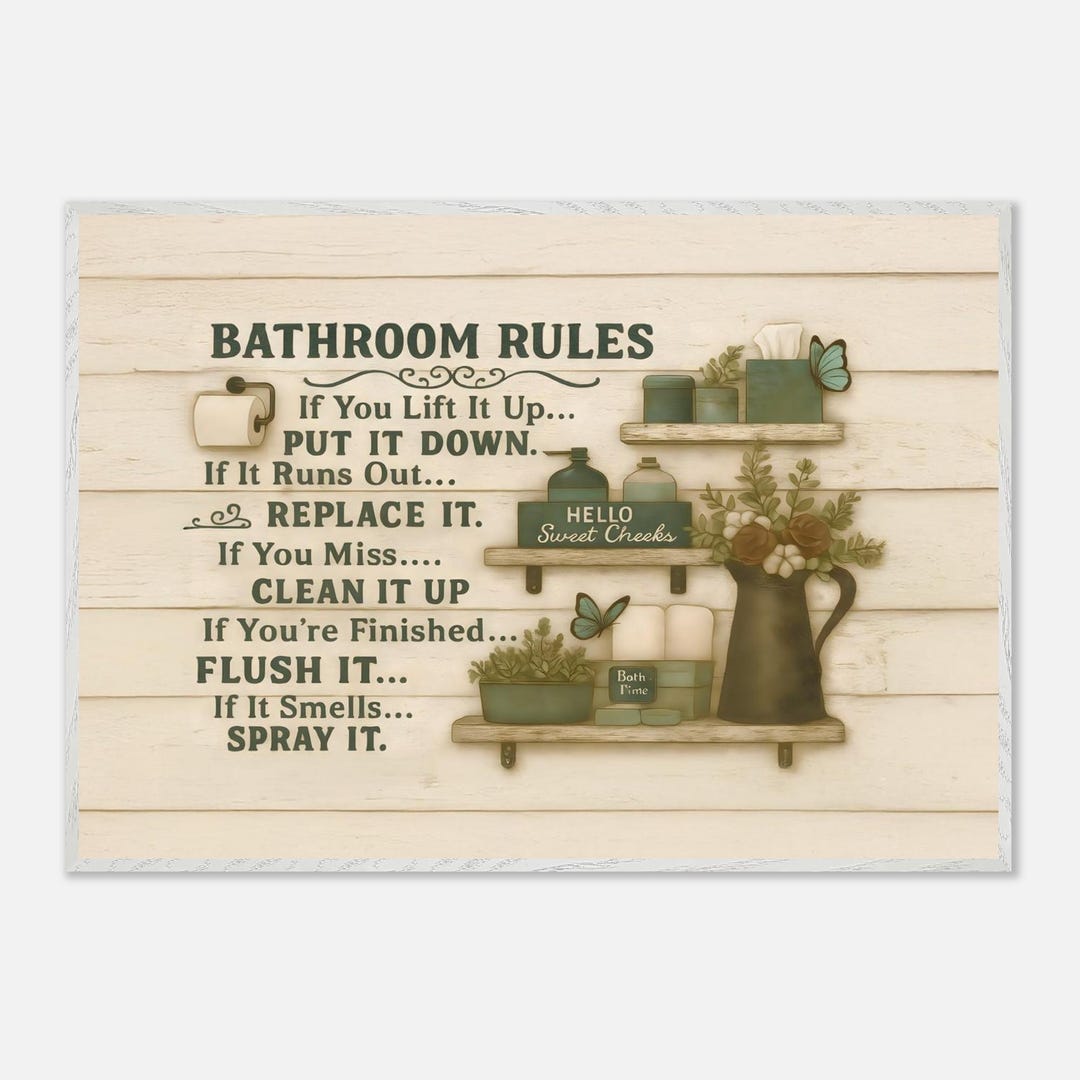 Rustic Bathroom Rules Sign – Farmhouse Style Wall Decor - Etsy UK