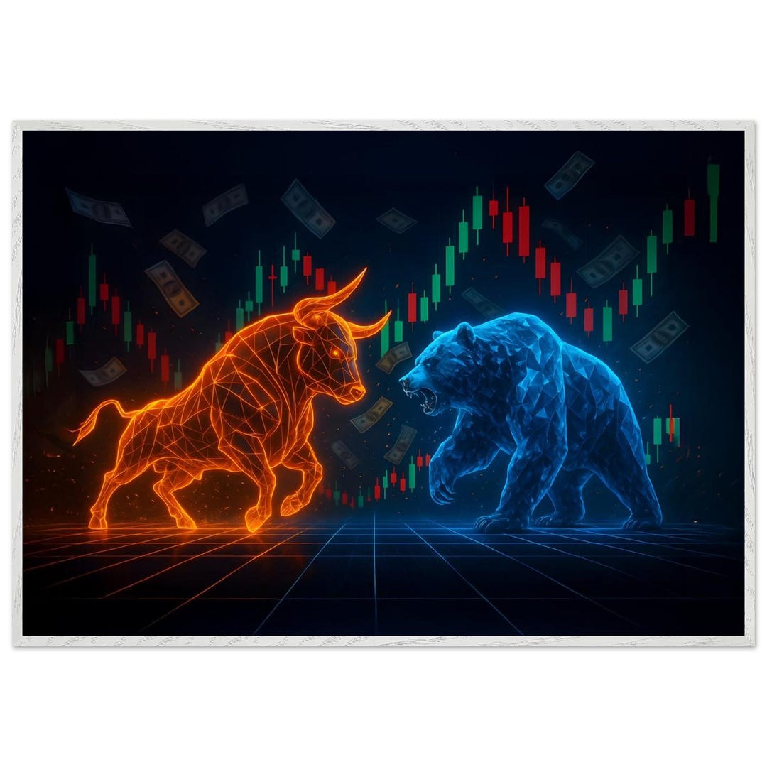 Bull Vs Bear Stock Market Wall Art – Market Clash- Ready to Hang ...