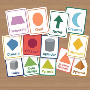 25 Shapes Flash Cards for Kids – Educational Geometry Flashcard Set ...