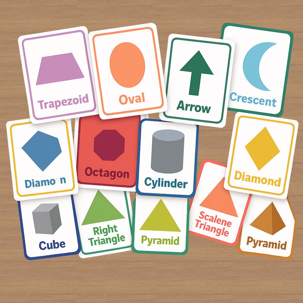 25 Shapes Flash Cards for Kids – Educational Geometry Flashcard Set ...