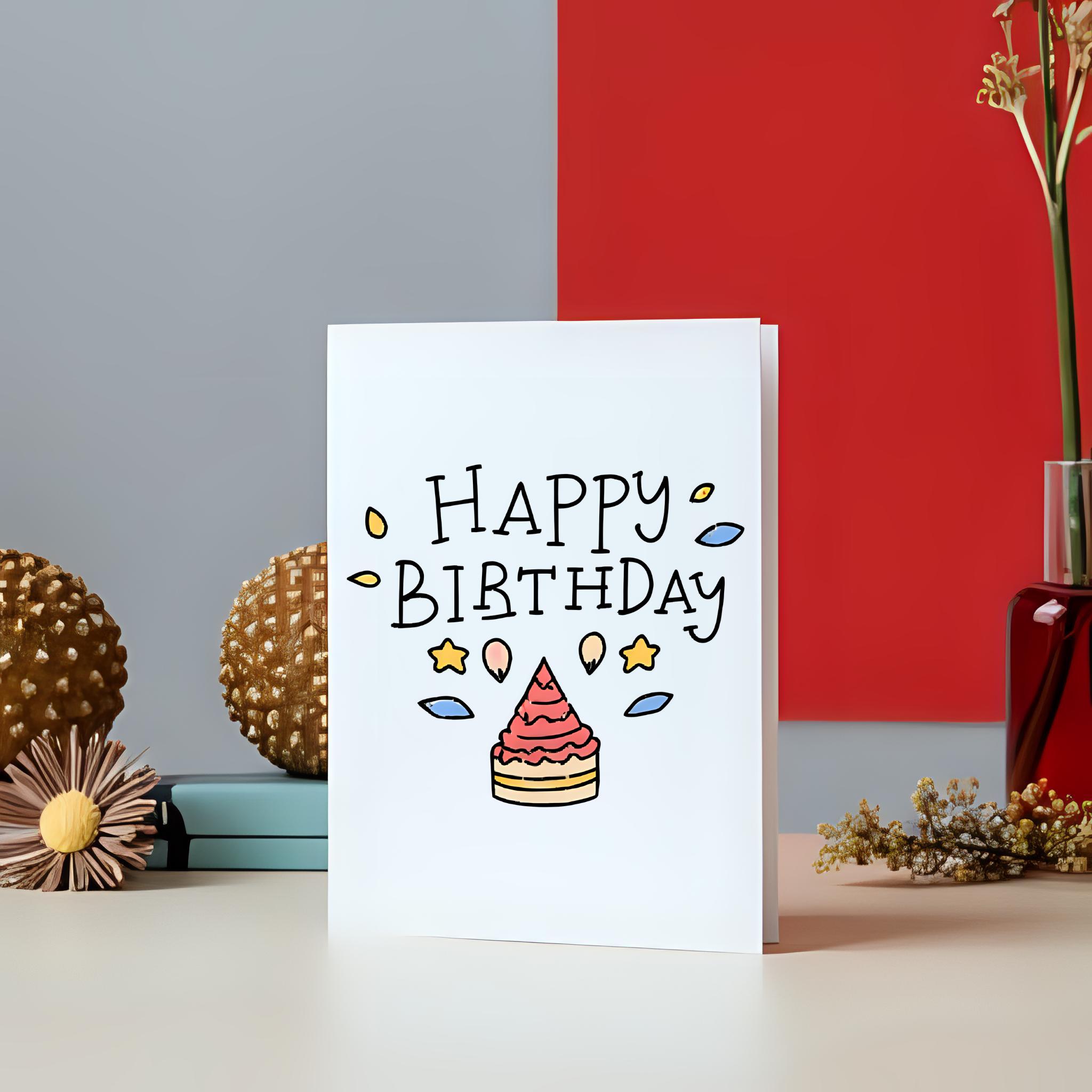 Colorful Birthday Card Digital Download – Cute Cupcake & Stars ...